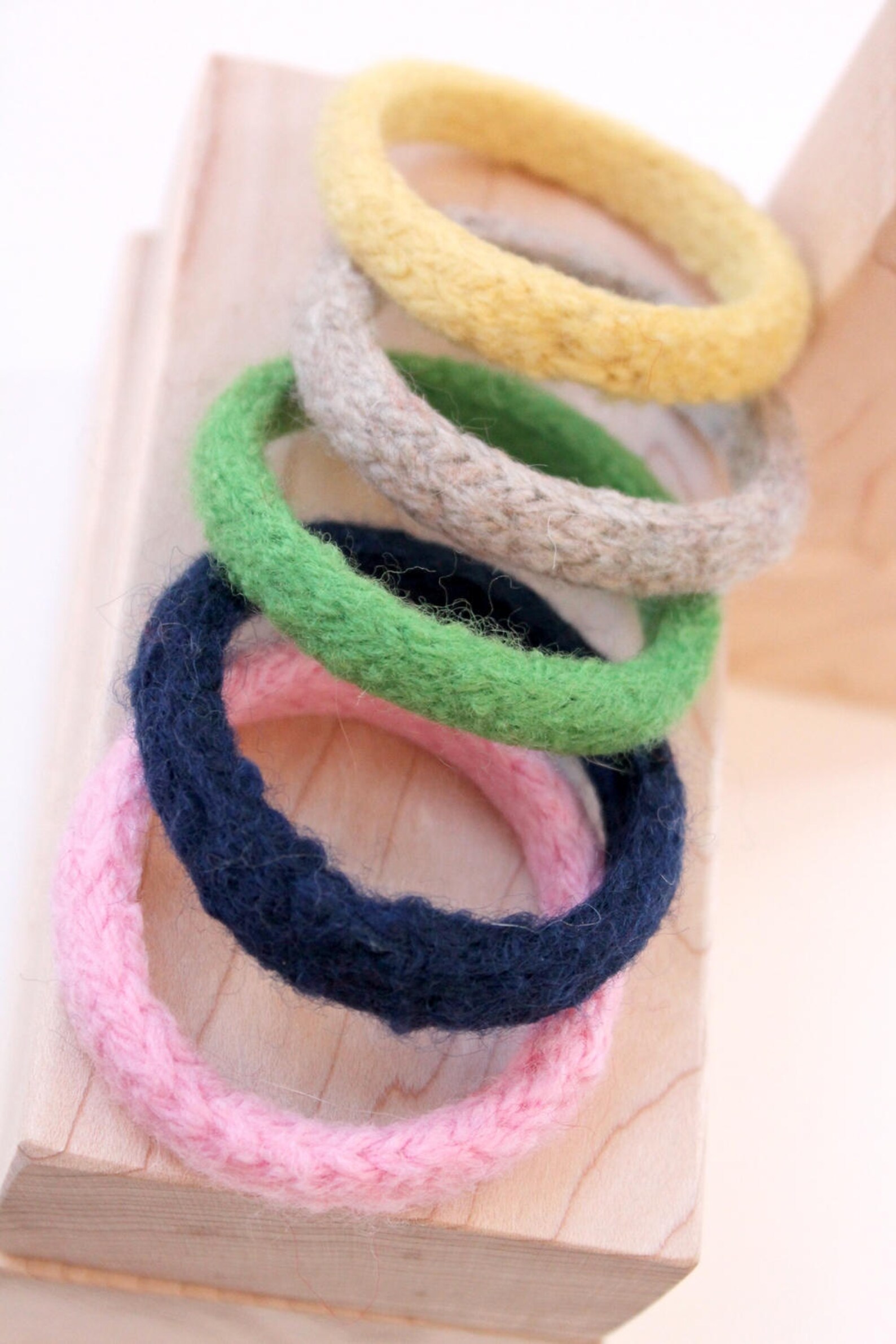 6 Montessori Toy Bangles, Kids Toys, Holiday Gift, Waldorf Toy Wool ...