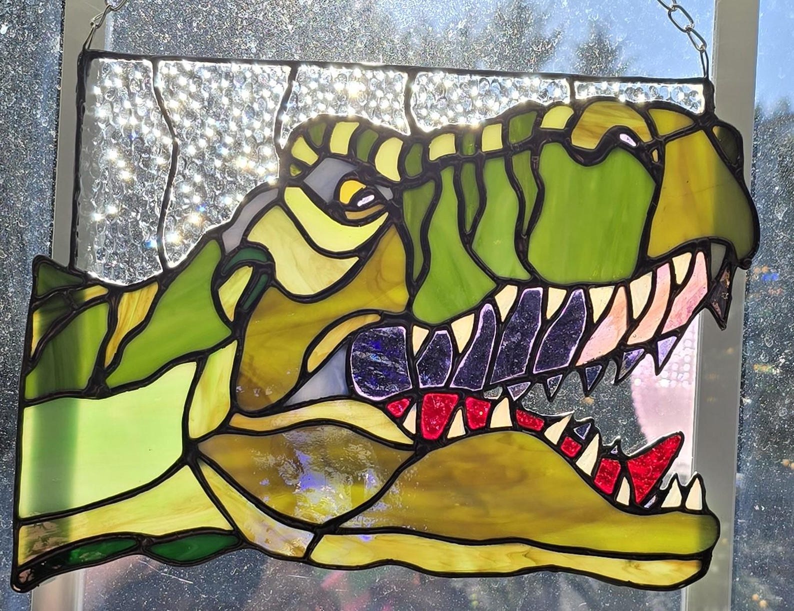 Stained Glass T-rex Dinosaur Sun Catcher - Made to Order Colors May ...