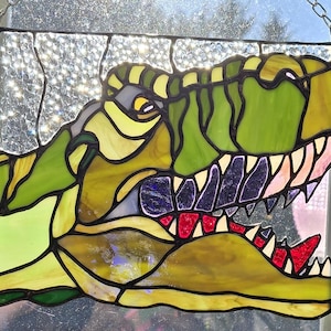 Stained Glass T-rex Dinosaur Sun Catcher - Made to Order Colors May ...