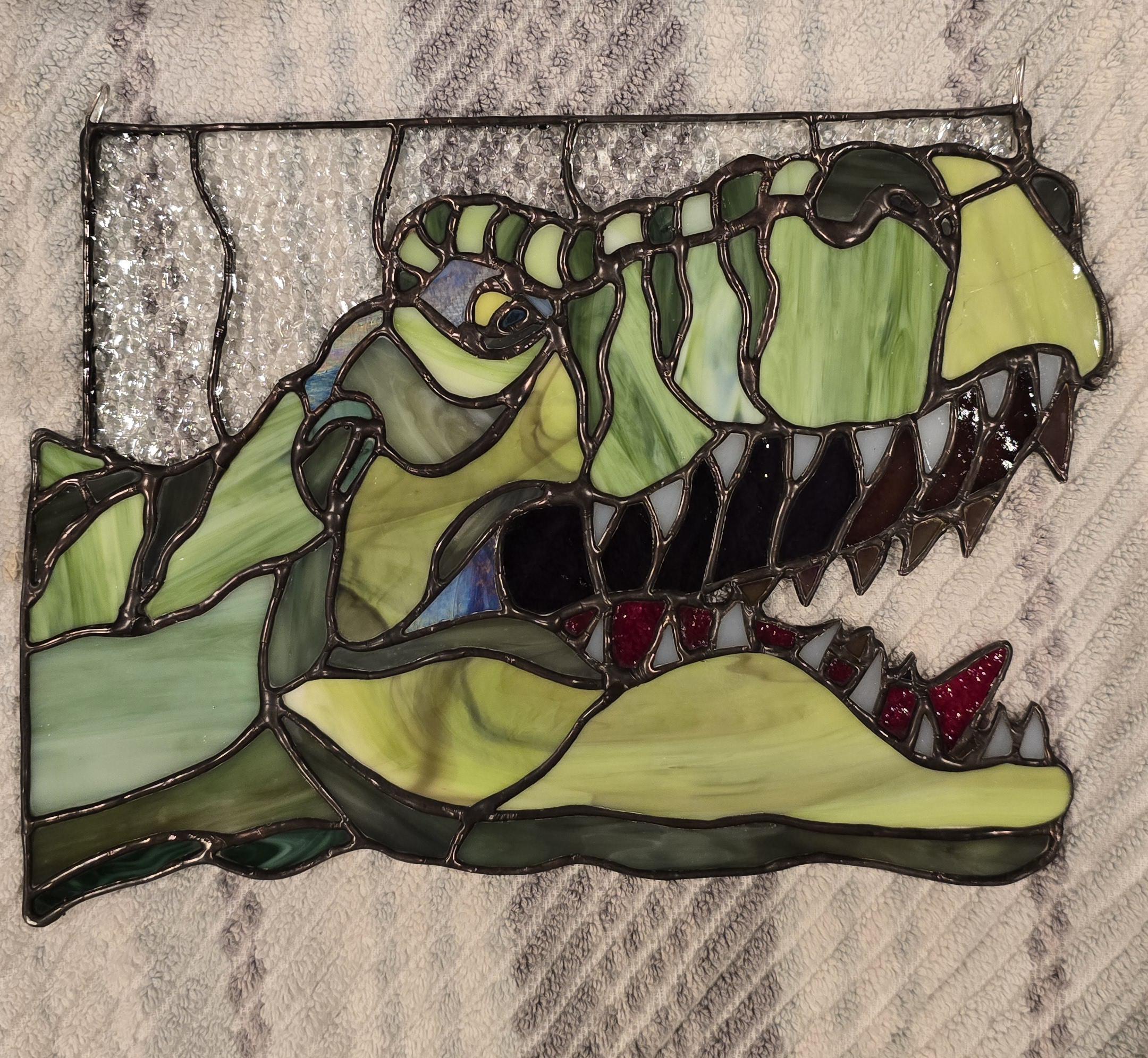 Stained Glass T-rex Dinosaur Sun Catcher - Made to Order Colors May ...