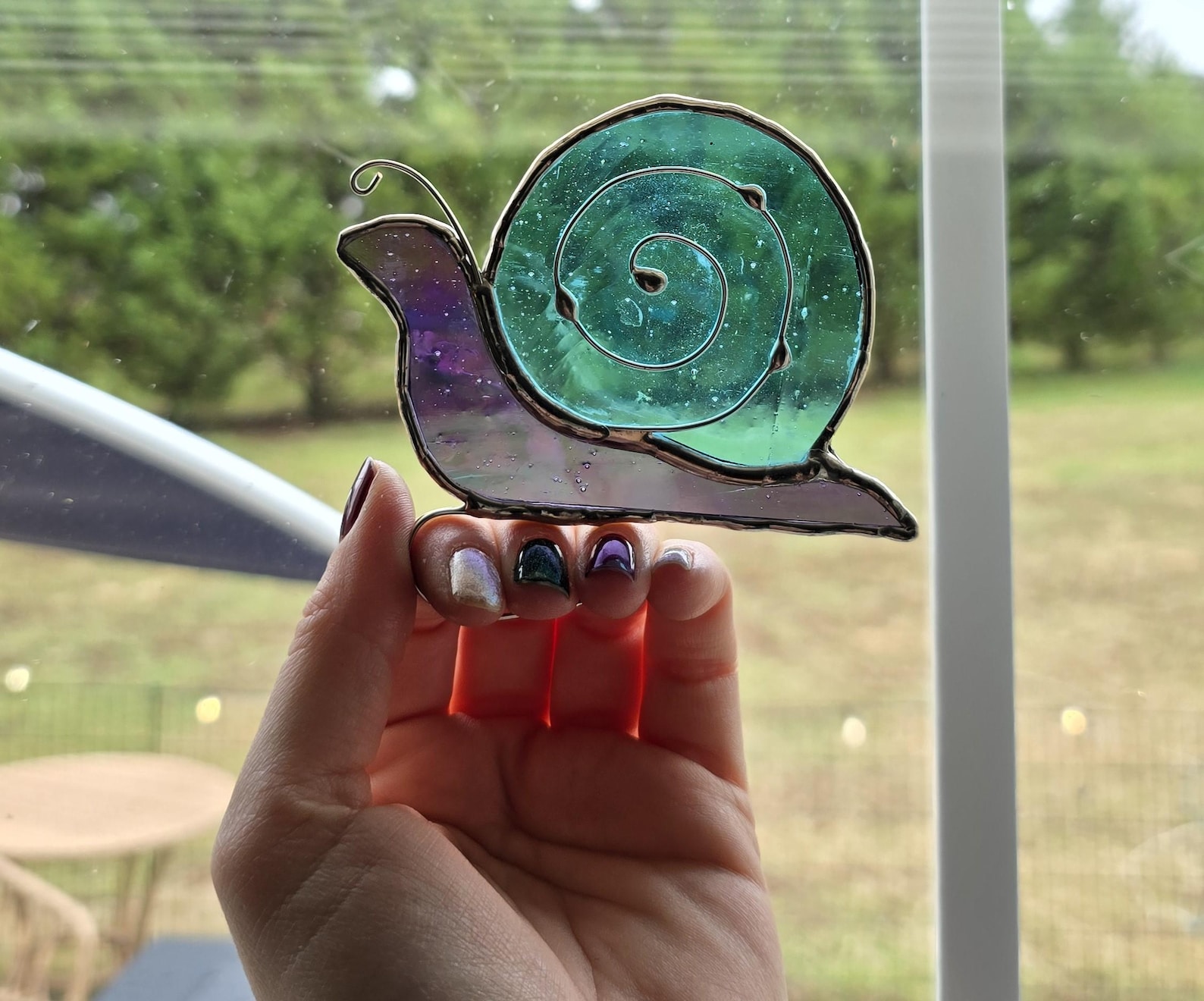 Stained Glass Snail Plant Charm for Indoor Plant Pot - Blue/purple - Etsy