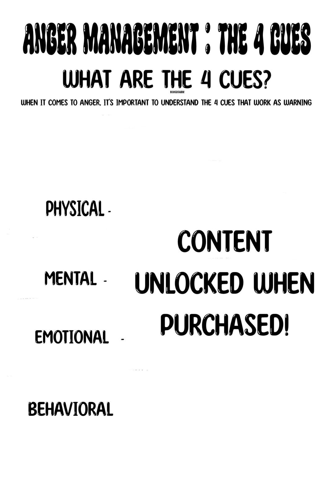 ANGER MANAGEMENT - the 4 Cues and the 4 A’s ( Interactive Worksheets W ...