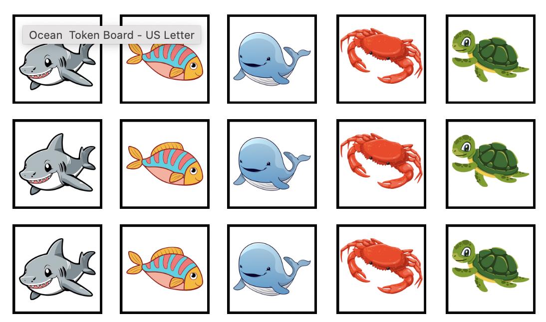 Ocean Theme Token Board - Etsy
