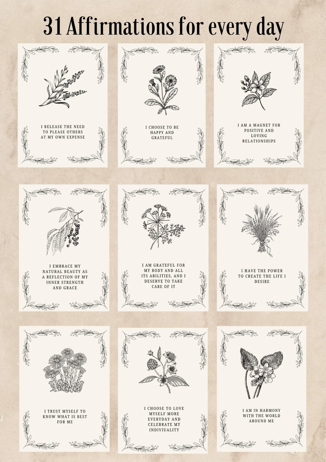 31 Affirmations for Every Day - Etsy