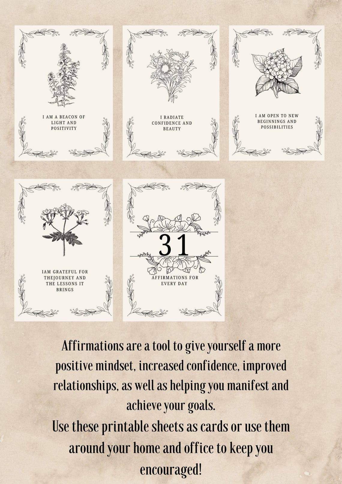 31 Affirmations for Every Day - Etsy