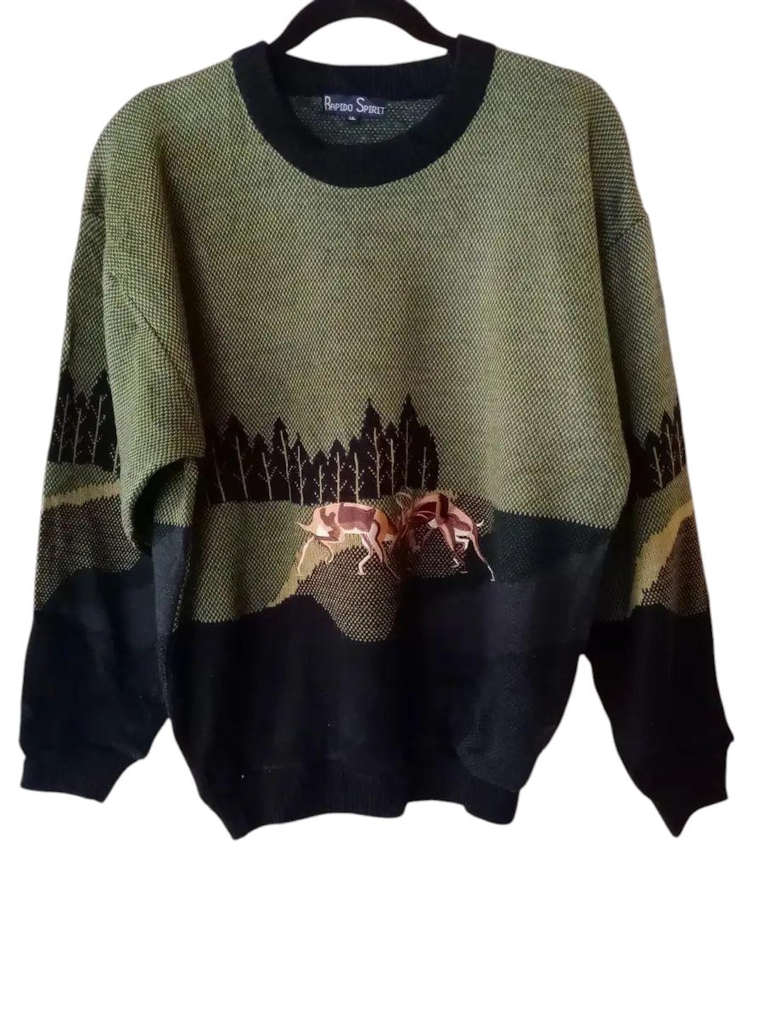 Vintage Rapido Spirit Habitat Motive Embroidered Full Print Crewneck ...