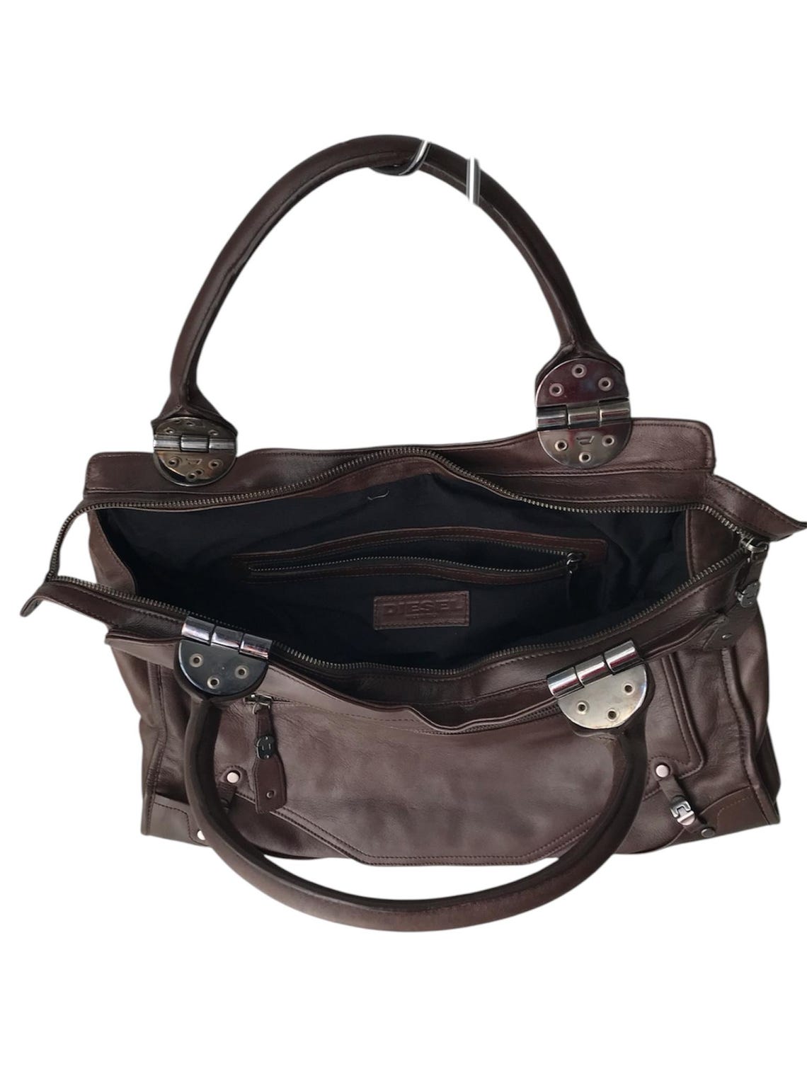 DIESEL Rare Vintage Brown Leather Handbag Suitcase Archive Classic ...
