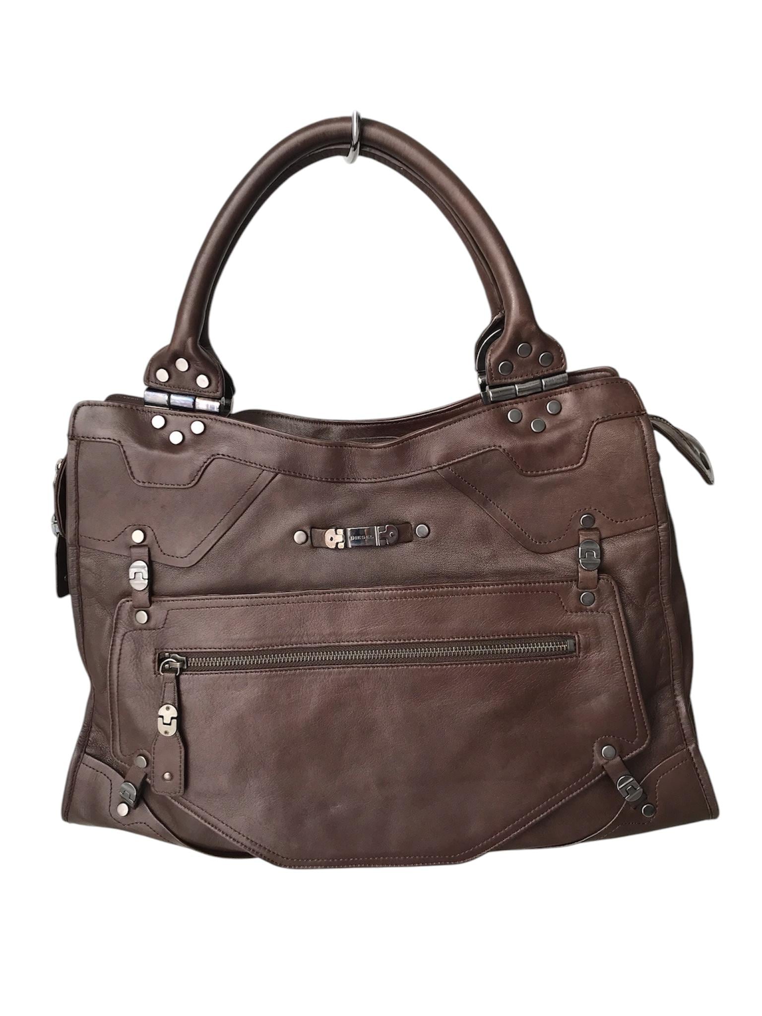 DIESEL Rare Vintage Brown Leather Handbag Suitcase Archive Classic ...