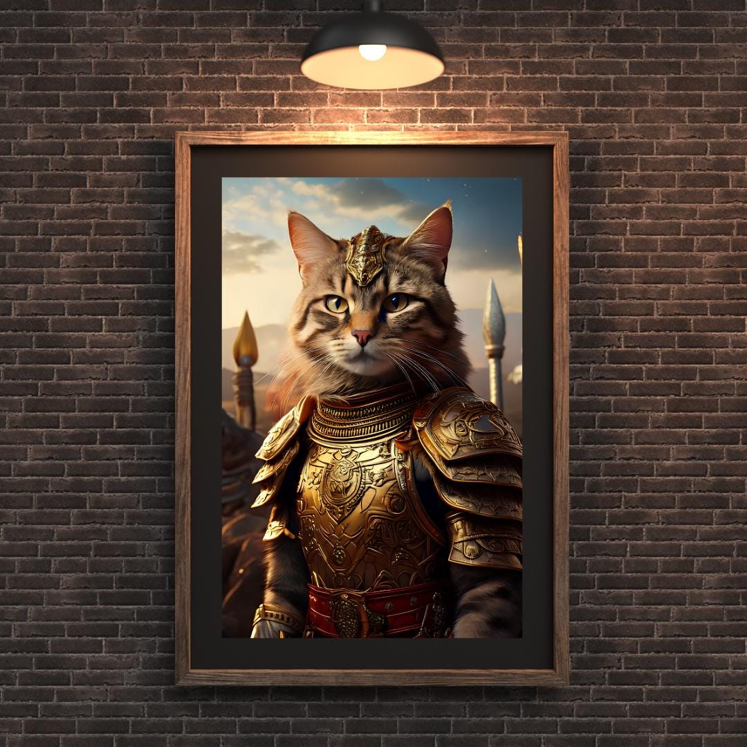 Fantasy Armored Cat Commander Poster Medieval-themed Digital Artwork - Etsy