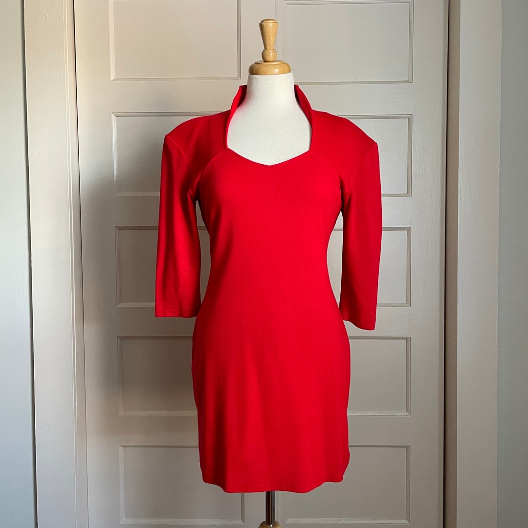 1980s Bombshell Red Dress - Etsy