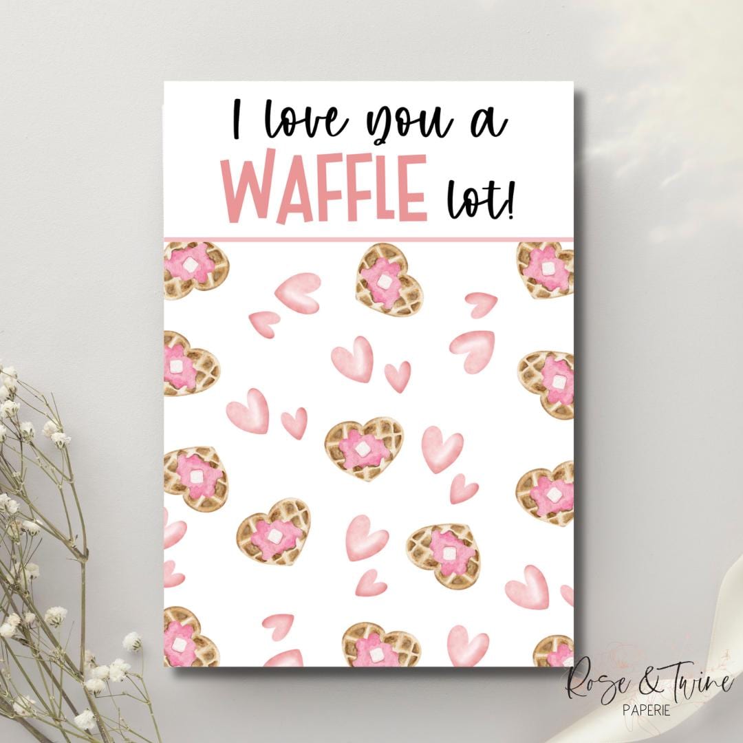 Printable Mini Cookie Card - 3.5" X 5" I Love You a WAFFLE Lot Pink ...