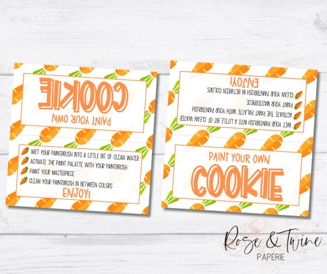 Printable 4" Bag Topper Happy Easter Carrots Paint Your Own Cookie PYO ...