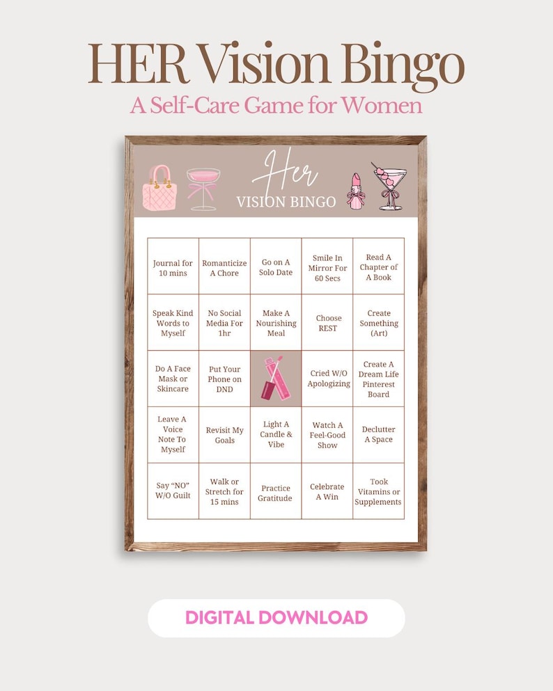 Self-care Bingo Board for Women | Soft Life Vision Board Printable ...