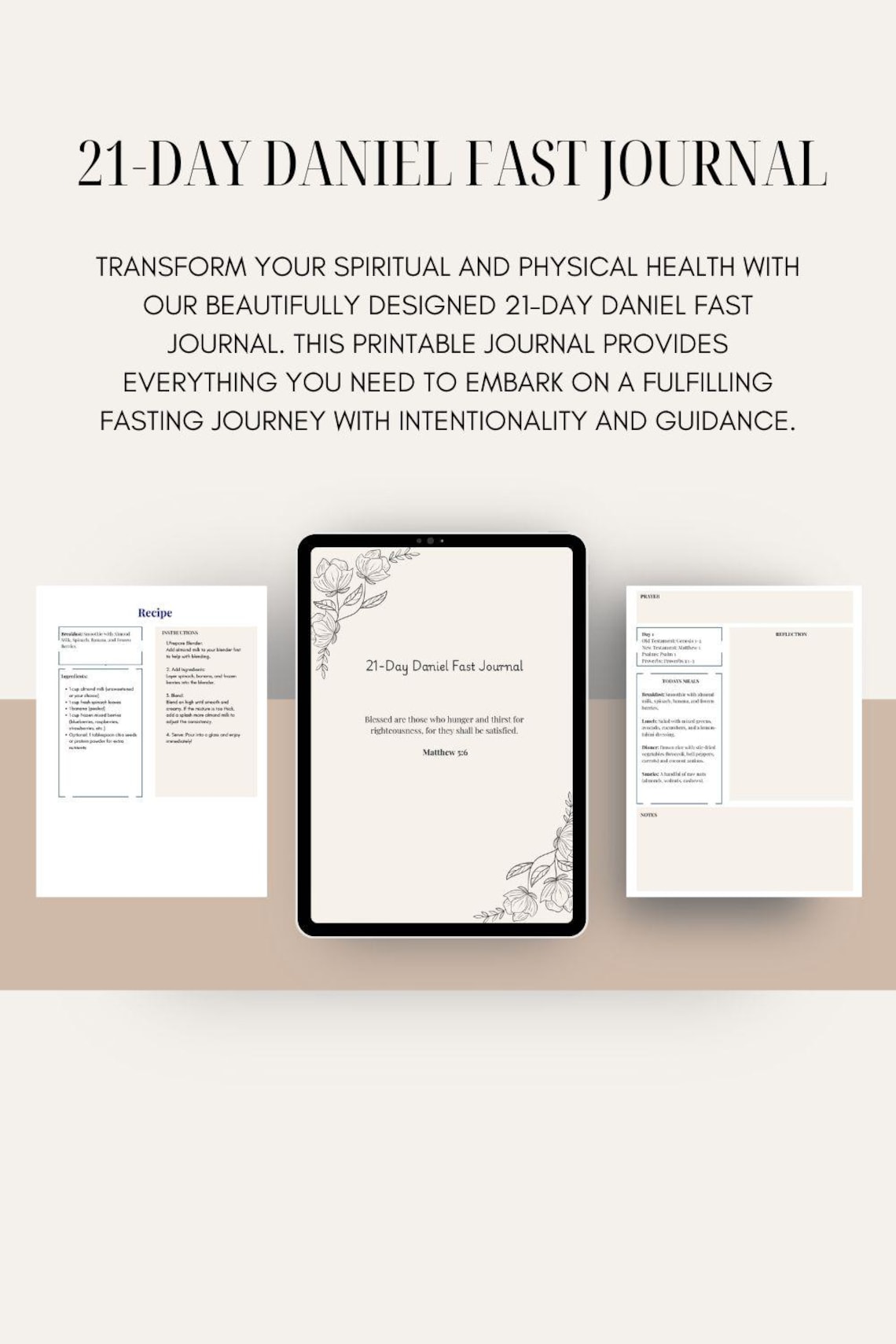 21-day Daniel Fast Journal | Printable Devotional & Meal Plan | Bible ...