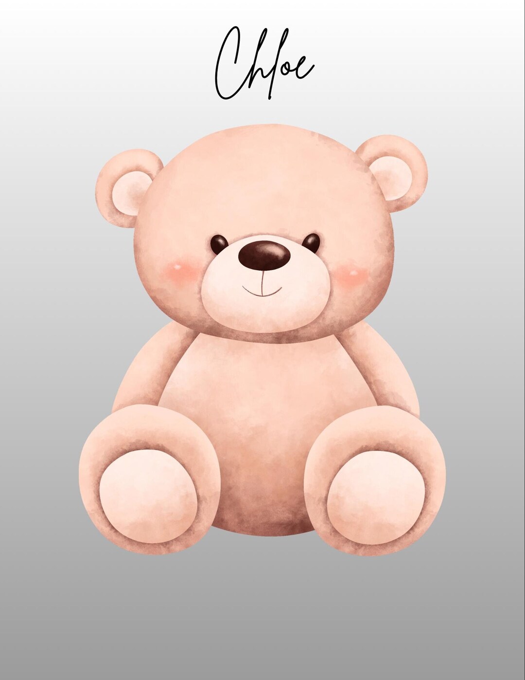 Watercolor Teddy Bear Clipart Jpgs, Beige & Gray , Watercolor Baby ...