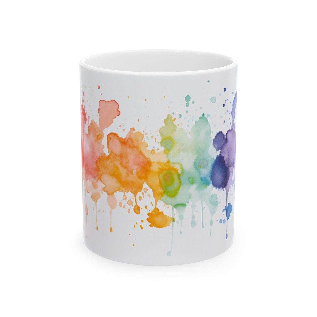 Watercolor Splatter Mug, Colorful Coffee Cup, Artist Gift, Abstract ...