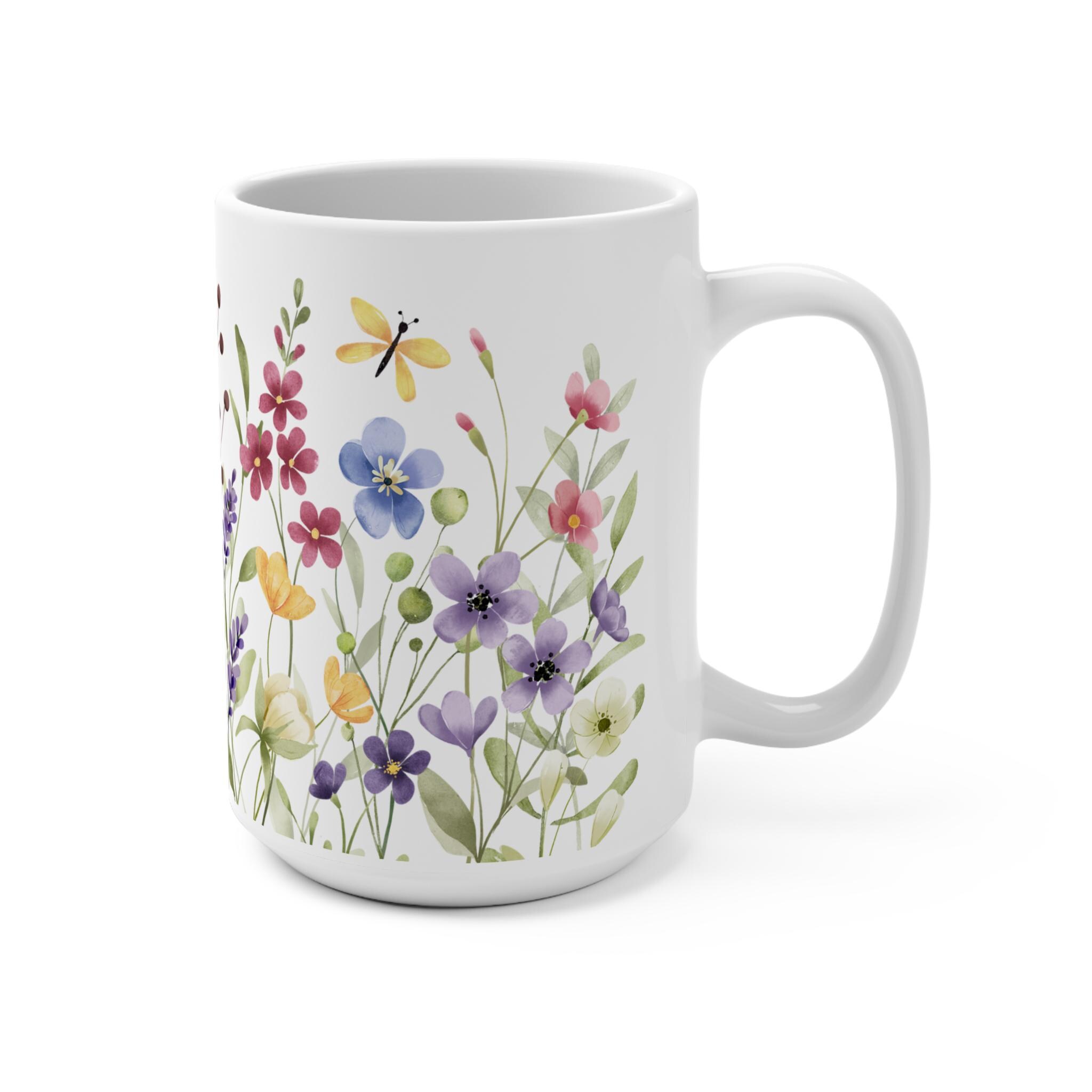 15oz Mug - Beautiful Wilde Flower Coffee Mug, Floral Large Cup, Nature ...