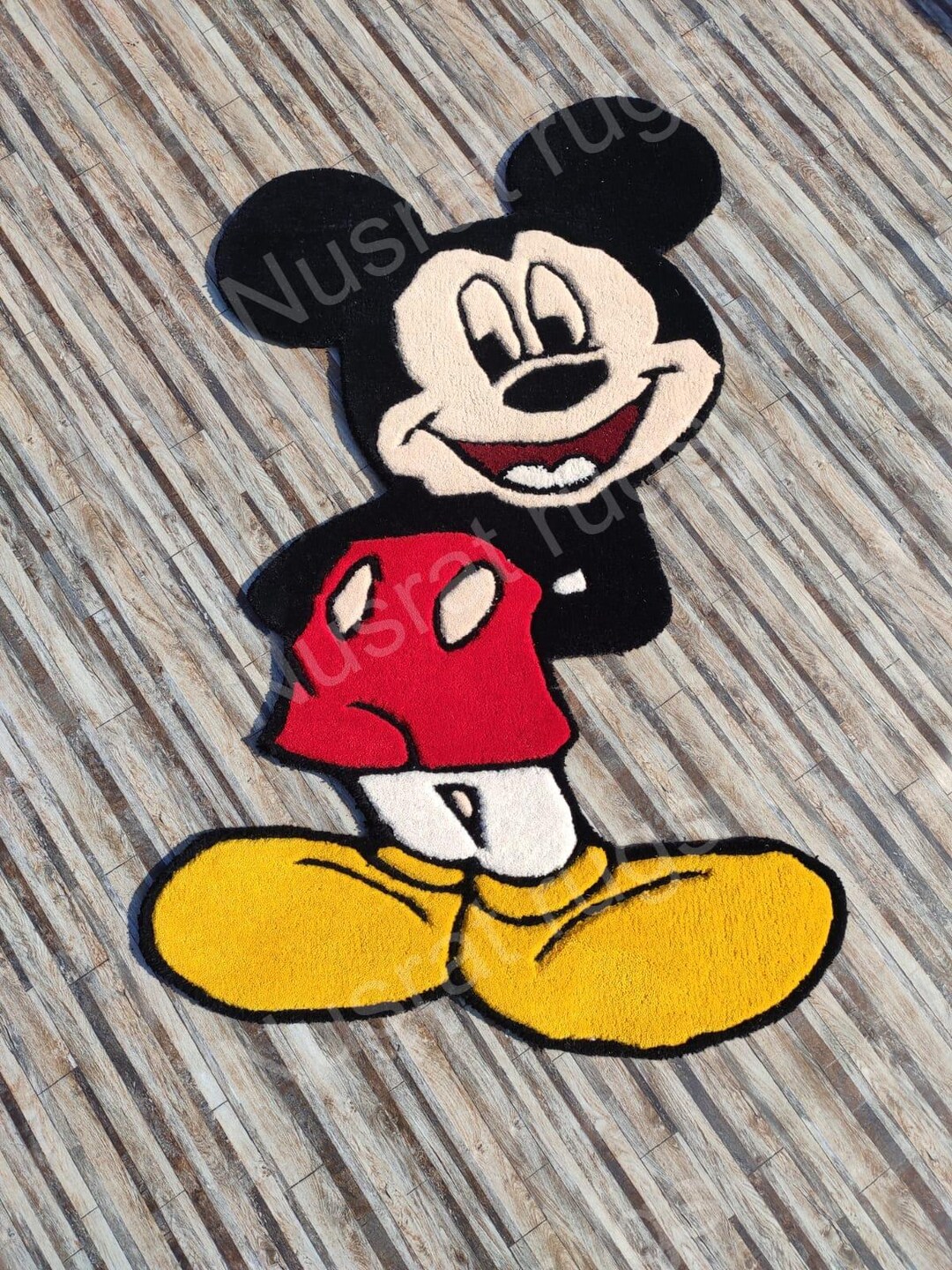 Tufted Mickey Mouse Cartoon Character Irregular Shape Rug, Wool Rug in ...