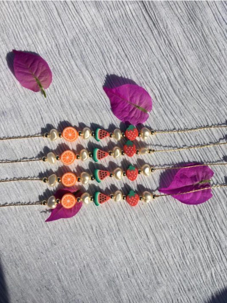 Fruit Pattern Anklet Summer Design, Stylish Accessory With Gold Color ...