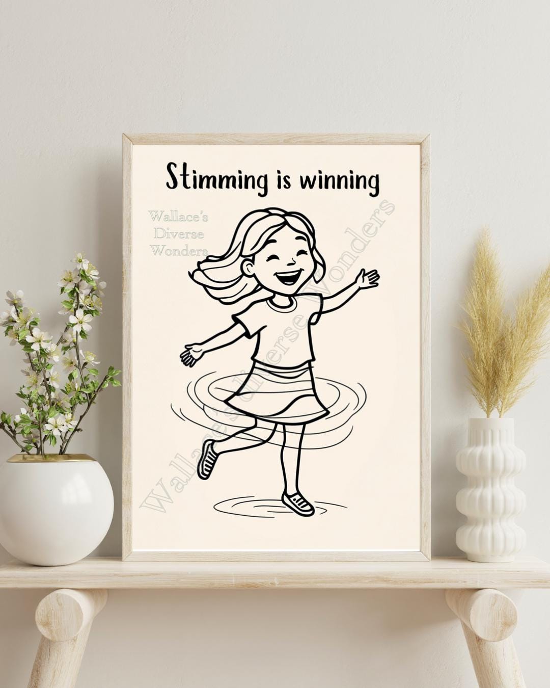 Stimming is Winning Digital Print Autism Awareness Neurodivergent Girl ...
