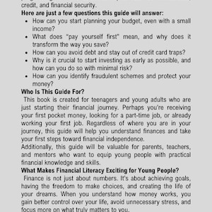 Financial Literacy for Teenagers and Young People - Etsy