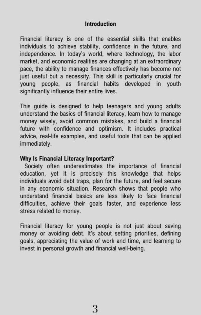 Financial Literacy for Teenagers and Young People - Etsy