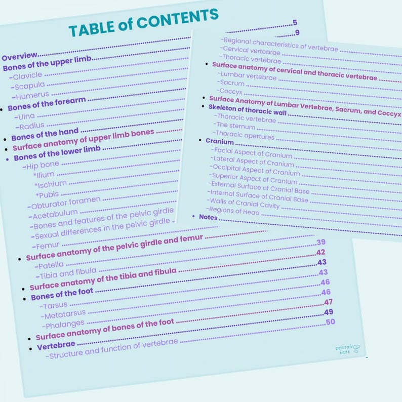 Skeletal System Anatomy Study Guide: Medical School Notes (PDF Download ...