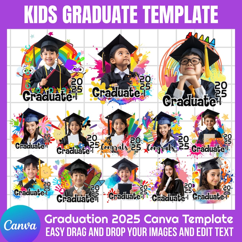 Kids Graduation Canva Editable Template, Class of 2025 Kids Graduation ...