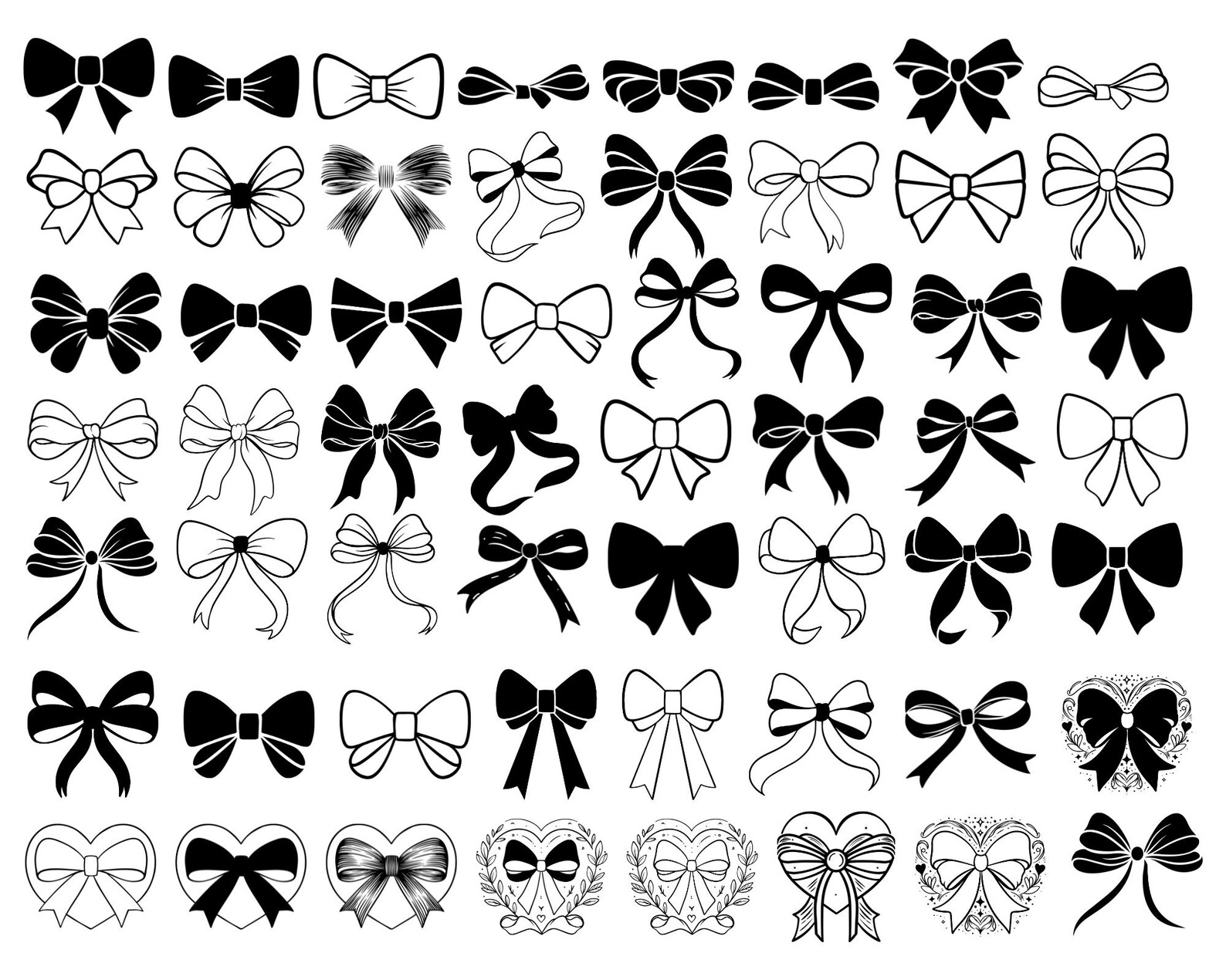 Bundle of Bow SVG, Ribbon Bow Svg Bundle, Ribbon Coquette Bow SVG ...