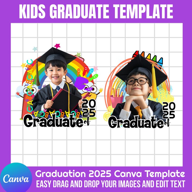 Kids Graduation Canva Editable Template, Class of 2025 Kids Graduation ...