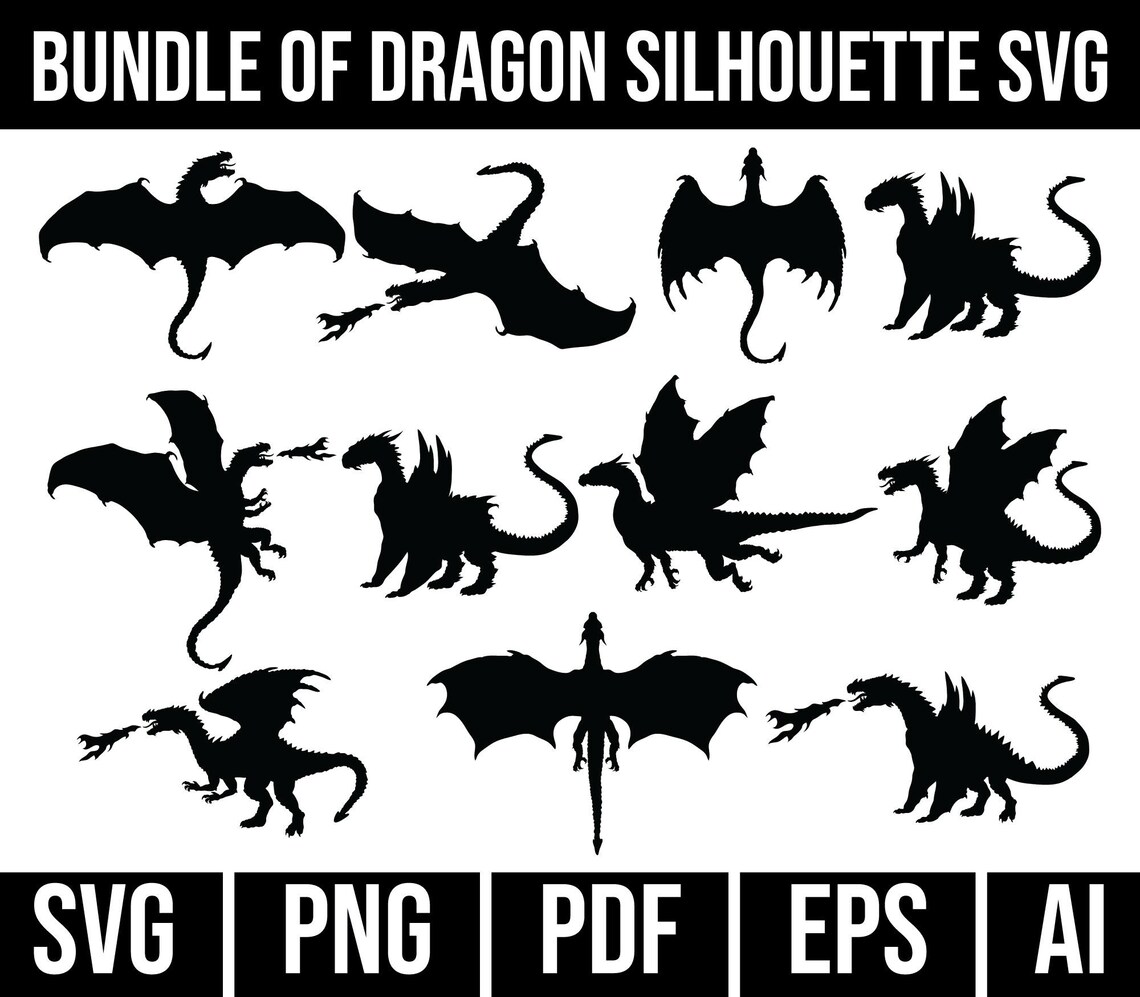 Dragon SVG Bundle, Dragons SVG, Medieval Svg, Fire Dragon Svg ...
