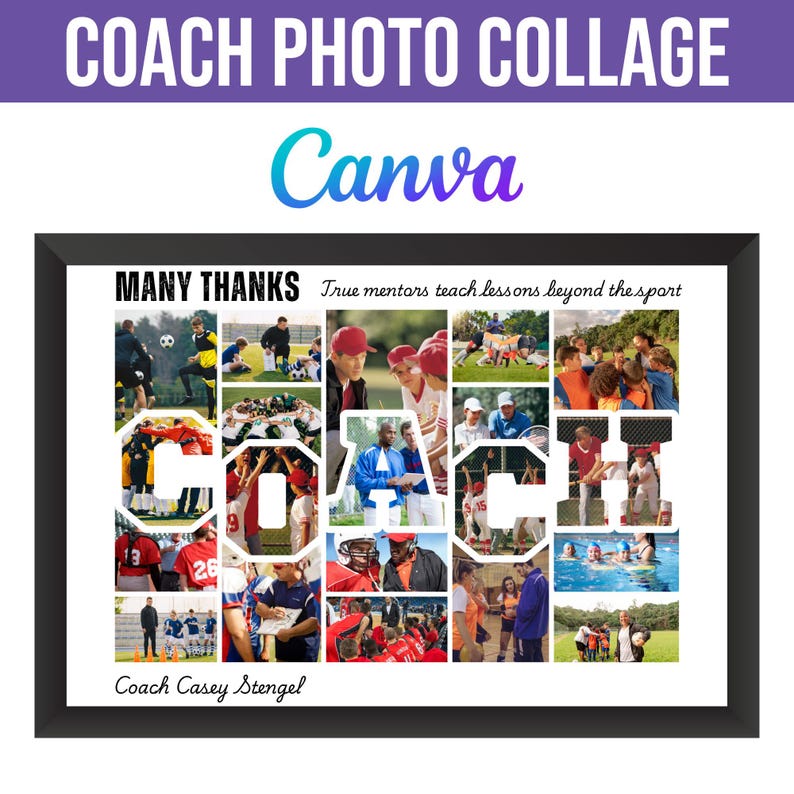 Coach Photo Collage Canva Frame Template, Customizable Memory Collage ...