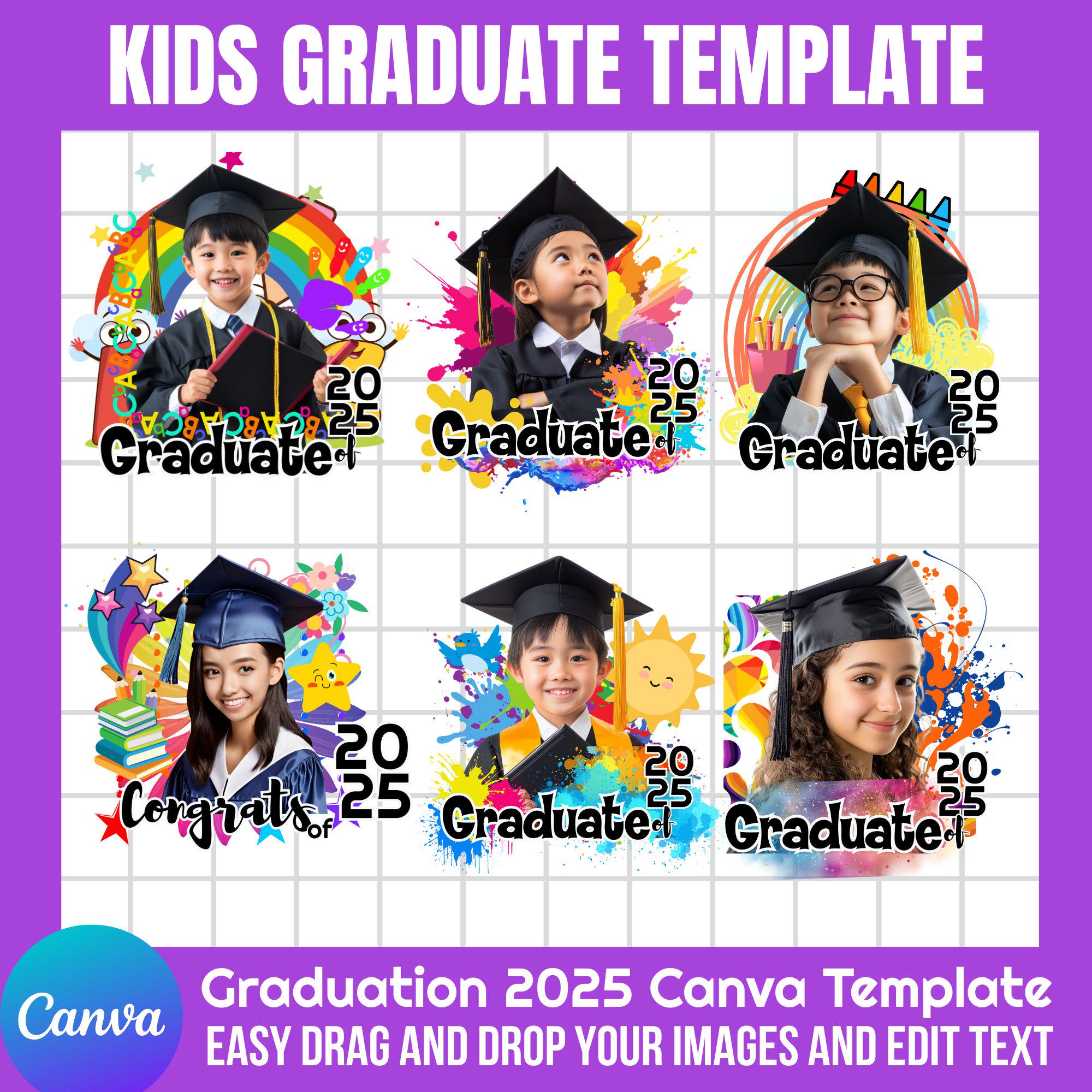 Kids Graduation Canva Editable Template, Class of 2025 Kids Graduation ...