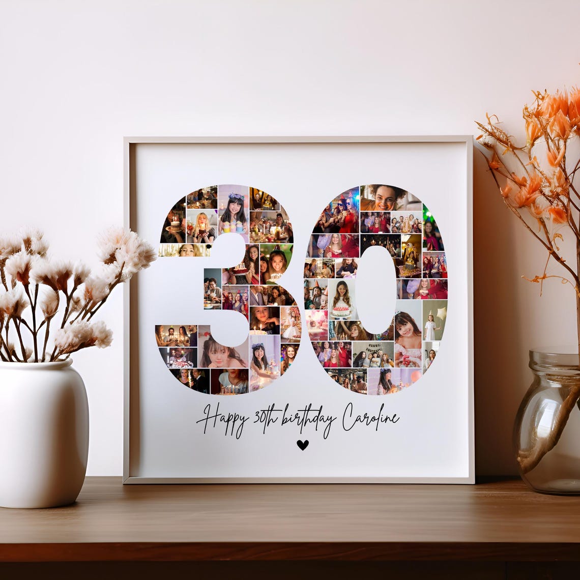 30th Birthday Photo Collage Template, Number 30 Collage, 30th Collage ...