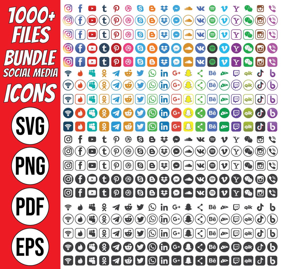 New Social Media Icons Svg Bundle, Social Media Icons Svg, Colorful ...