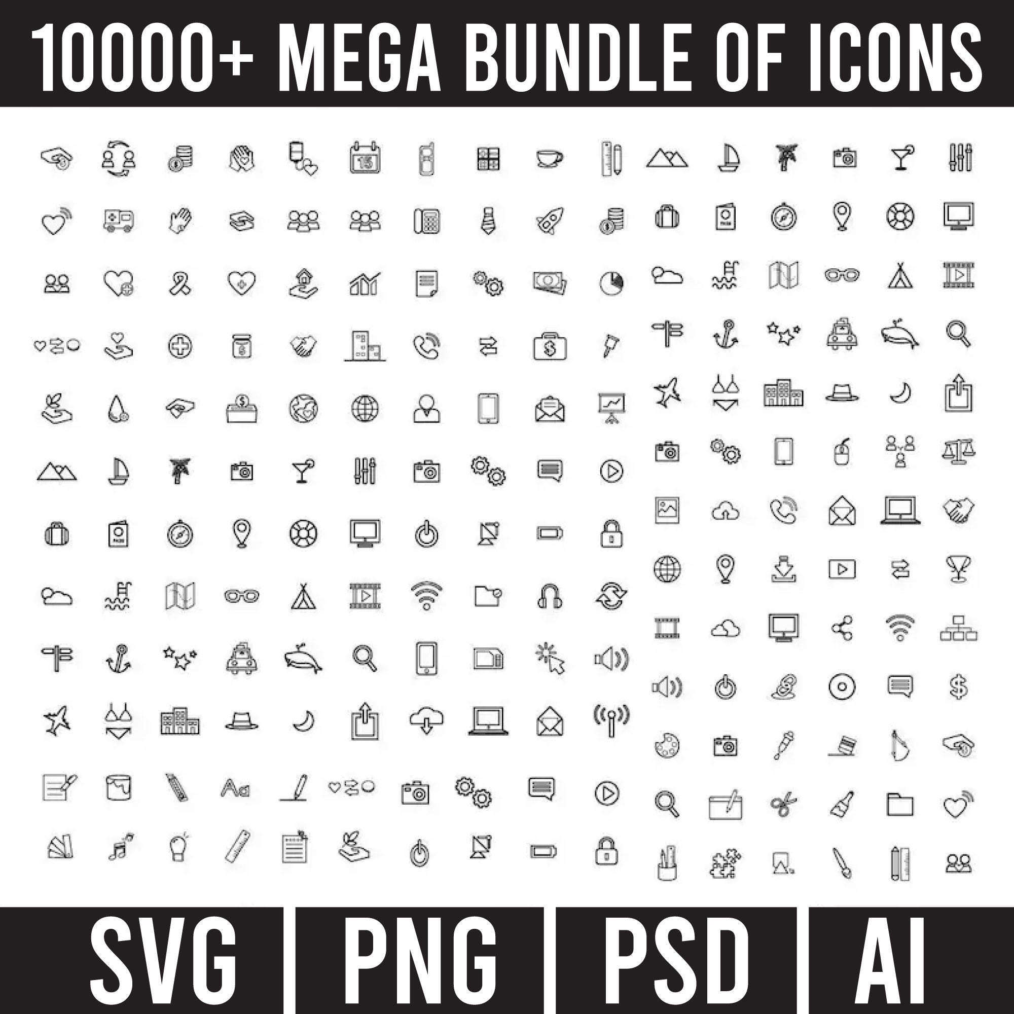 Mega Bundle of Icons Svg Png Psd, Icon Svg Png Psd, All Types of Icons ...