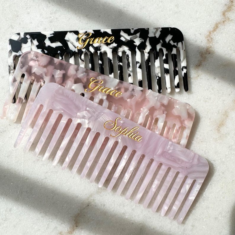 Personalized Wide-tooth Comb, Custom Engraved Comb, Bridesmaid Gift ...