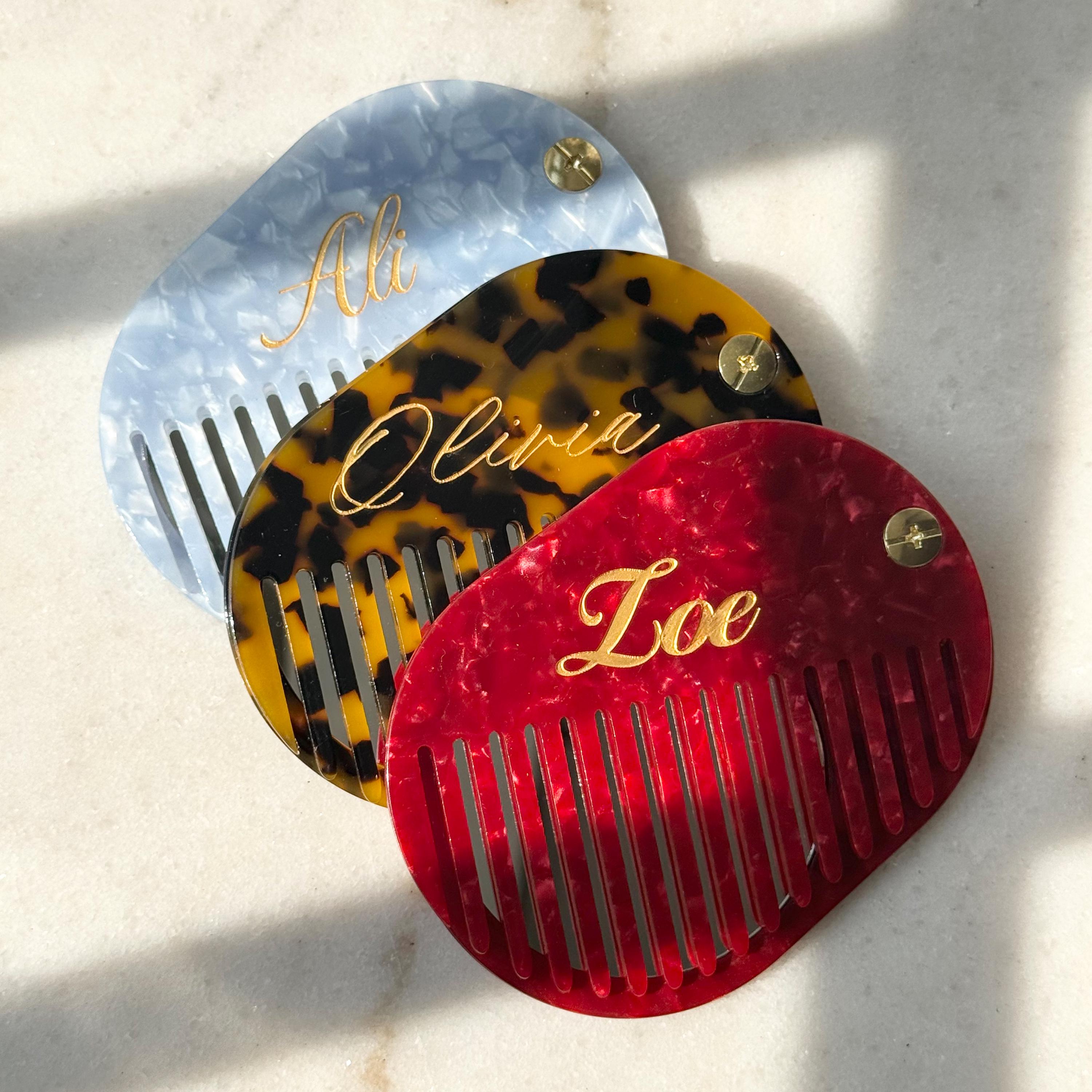 Personalized Engraved Comb With Mirror, Custom Compact Mirror, Travel ...