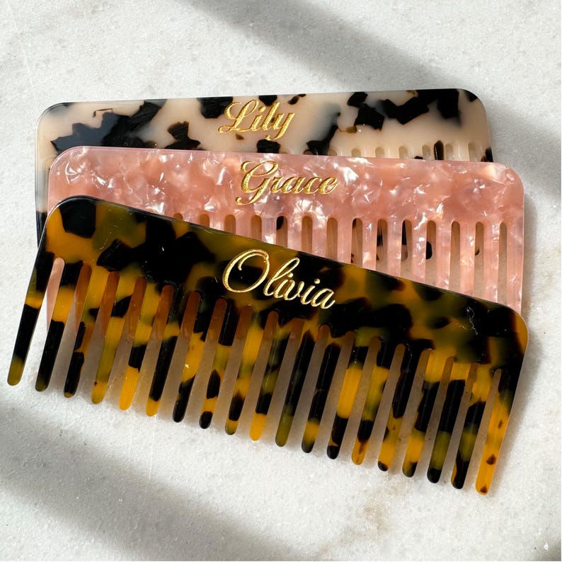 Personalized Wide-tooth Comb, Custom Engraved Comb, Bridesmaid Gift ...