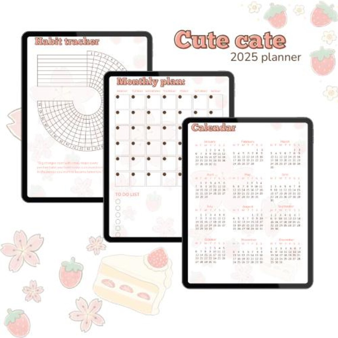 Cute Cake Digital Planner 2025 With Canva Template - Etsy