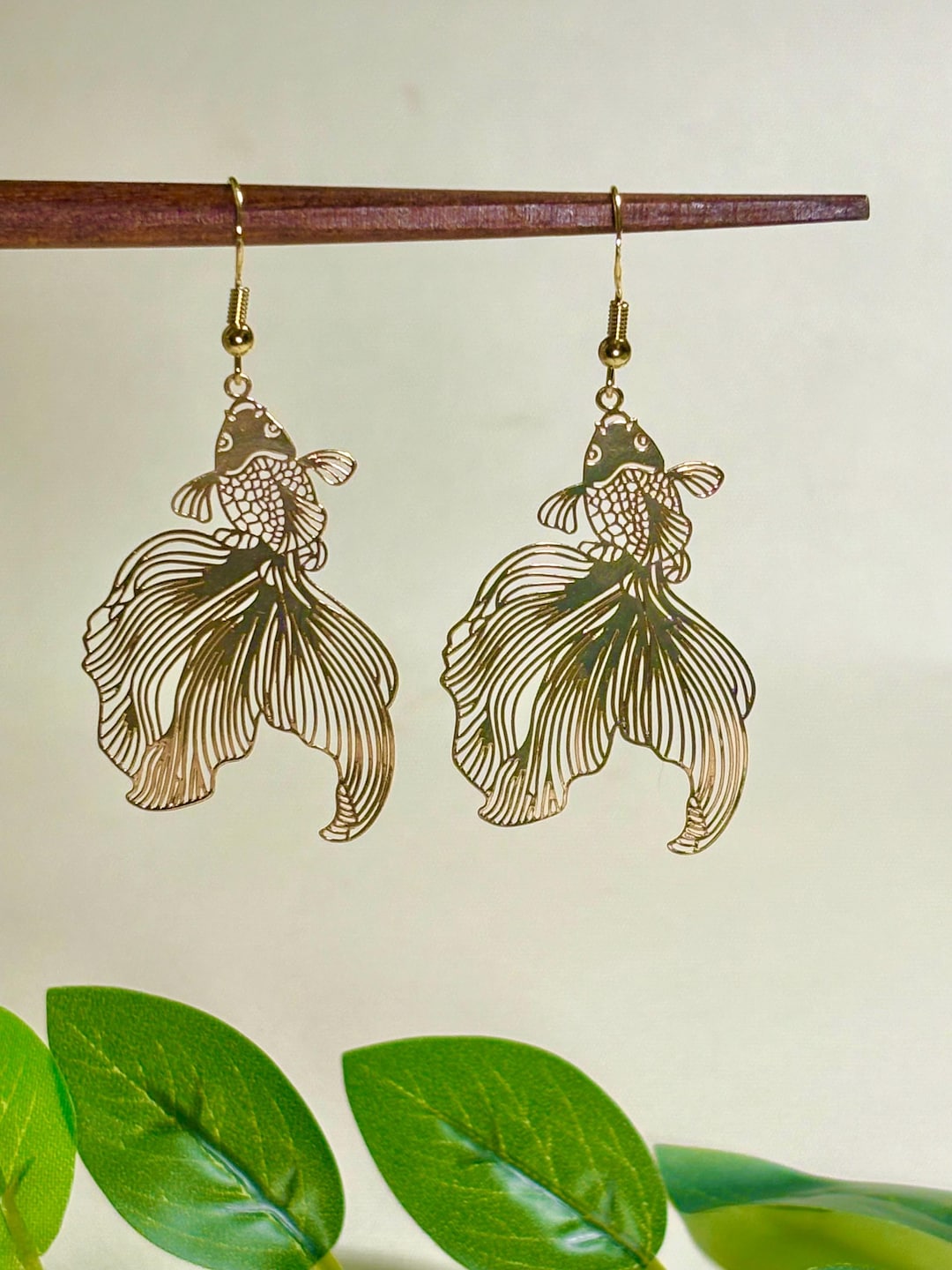 Gold Koi Fish Filigree Dangle Earrings, Hypoallergenic - Etsy