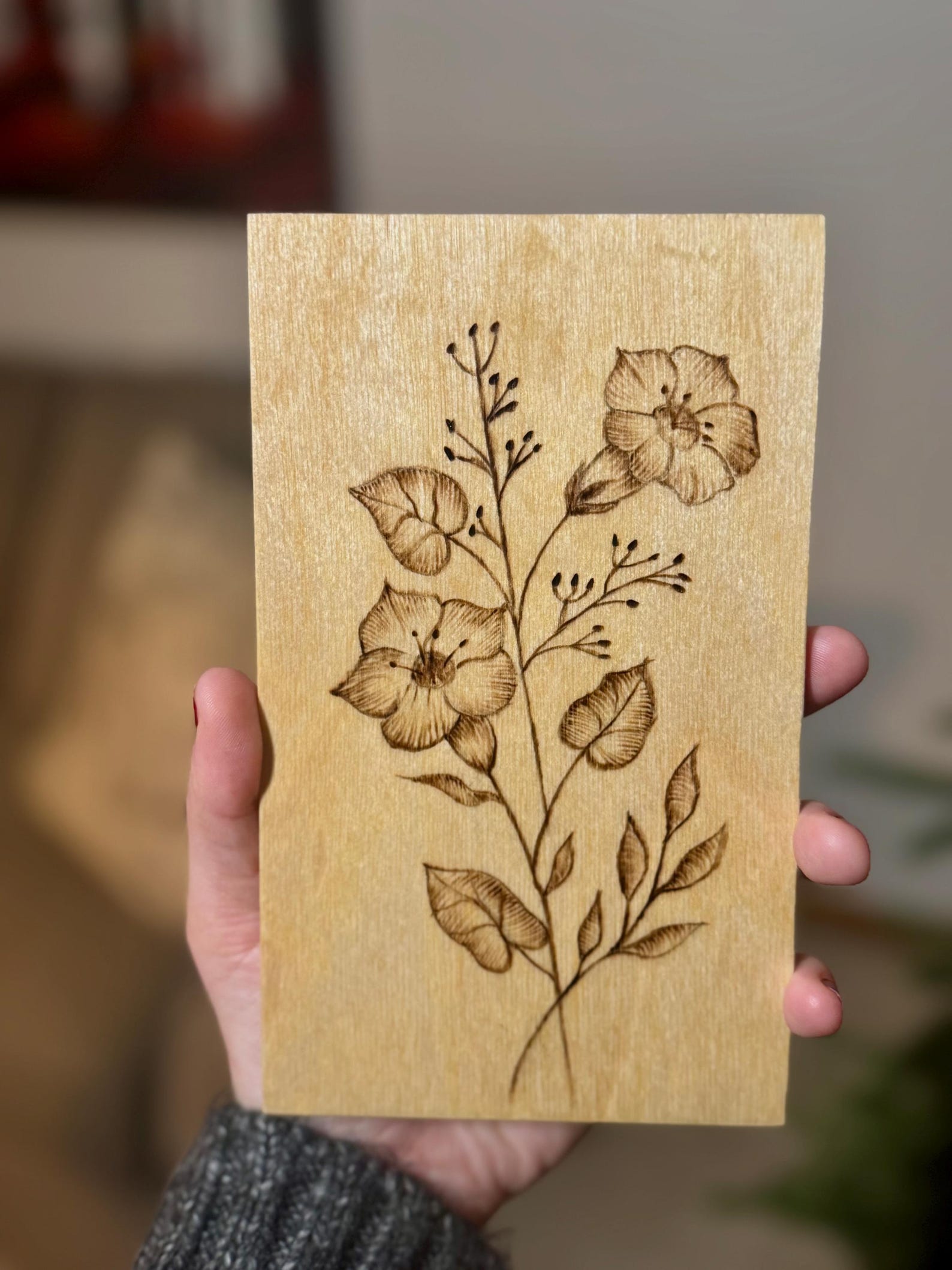 Violet Flower Woodburning - 6.5" X 4" on Oiled Basswood - Etsy