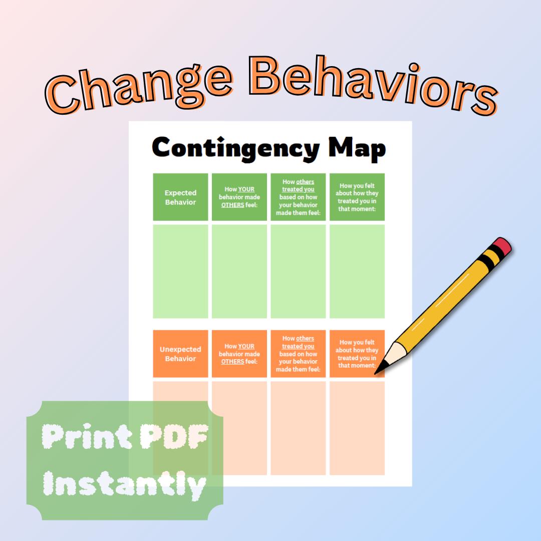 Contingency Map Worksheet Printable Chart Therapy Decision Making ...