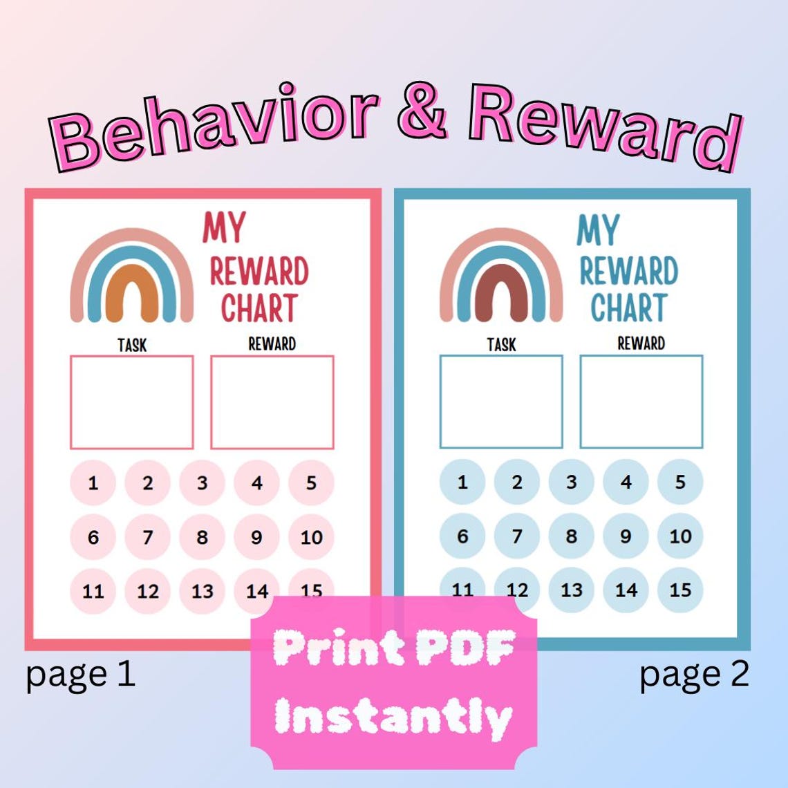 Customize Behavior Chart | Reward Tracker | Instant Download ...