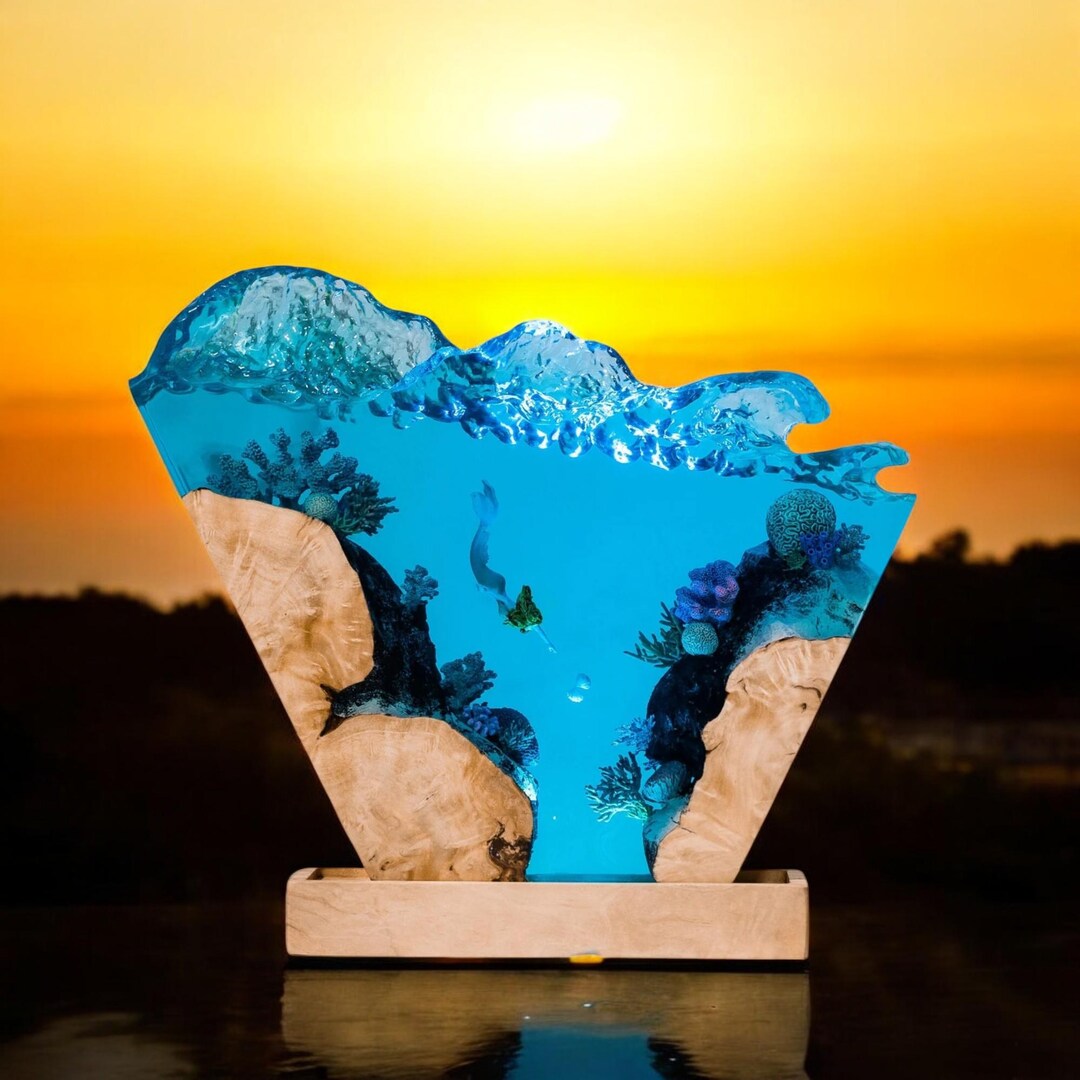 Custom Lamp Resin, Custom Ocean Lamp, Mermaid Lamp, Handmade Gift ...