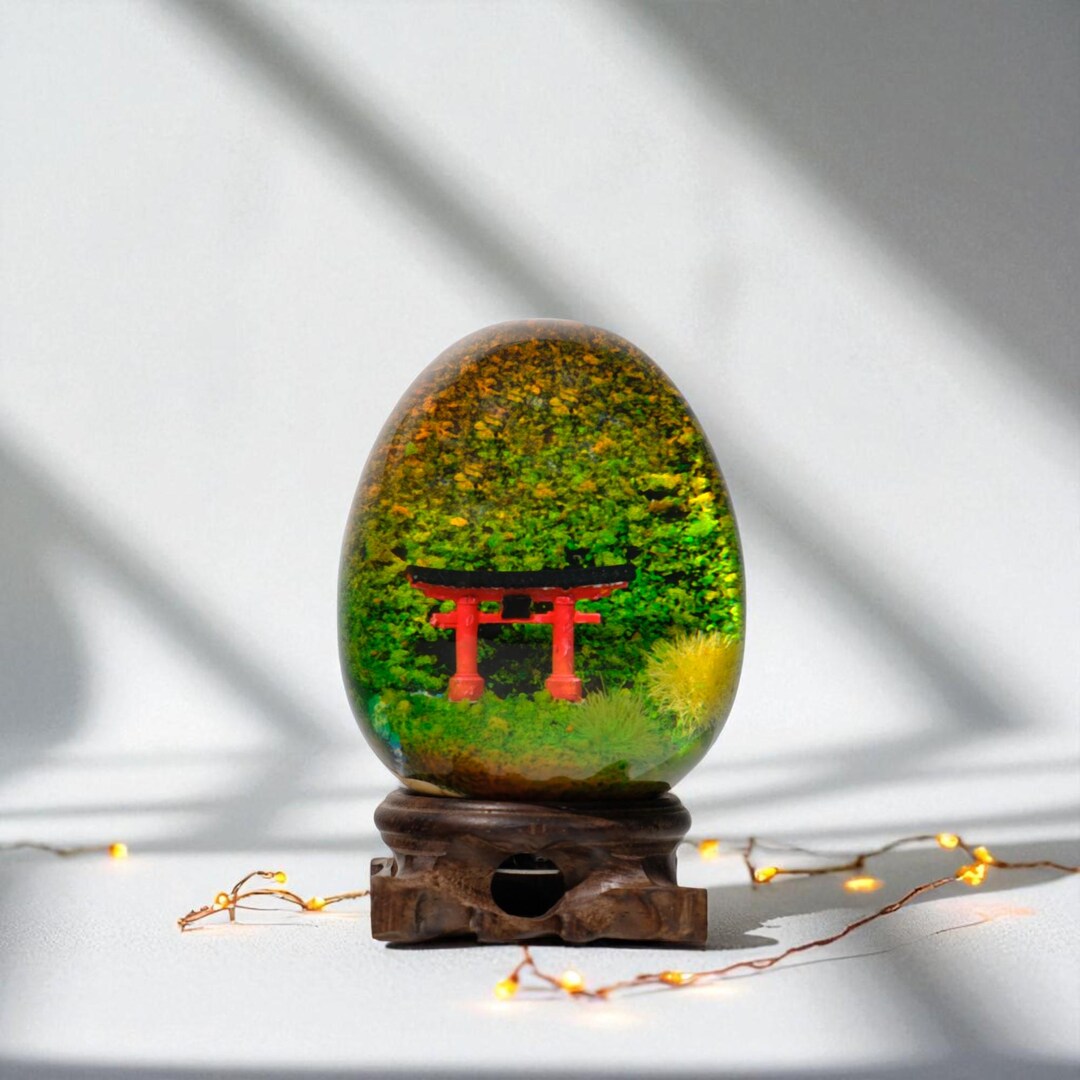 Japanese Torii Egg Lamp, Holiday Decor Gift Idea, Handmade Egg-shaped ...