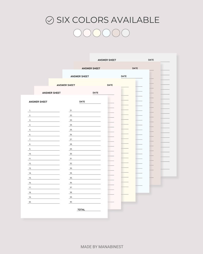 Practice Test Answer Sheet | Printable | IELTS Exam Preparation | 40 ...