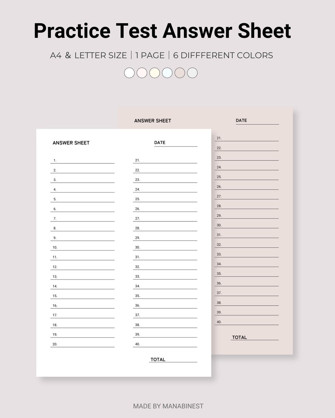 Practice Test Answer Sheet | Printable | IELTS Exam Preparation | 40 ...