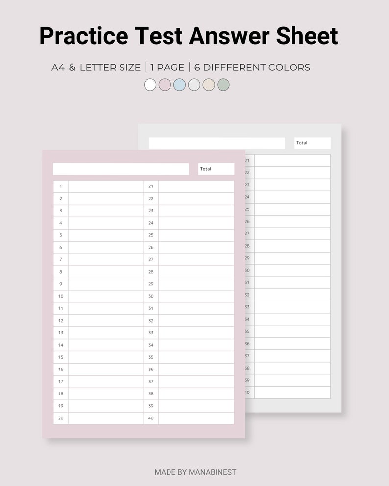 Practice Test Answer Sheet | Printable | IELTS Exam Preparation | 40 ...