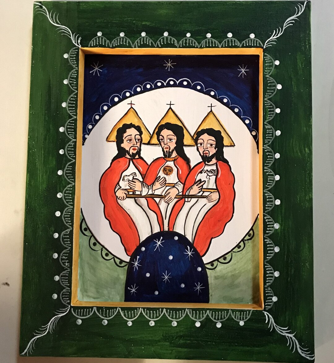 Holy Trinity Retablo Santo Saints Heaven Religious Folk - Etsy
